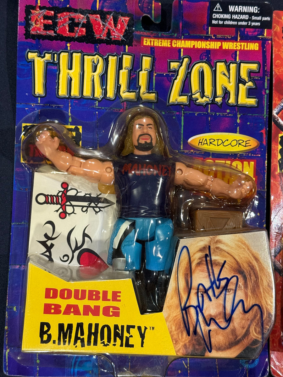 ECW original wrestling figure set of 2x signed Axl Rotten & B. Mahoney ...
