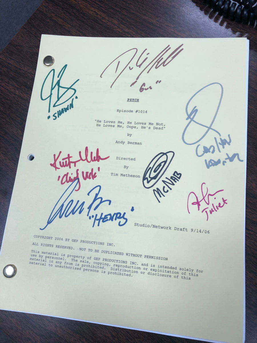 Psych script signed by 7 – Leeloo Multiprops, LLC
