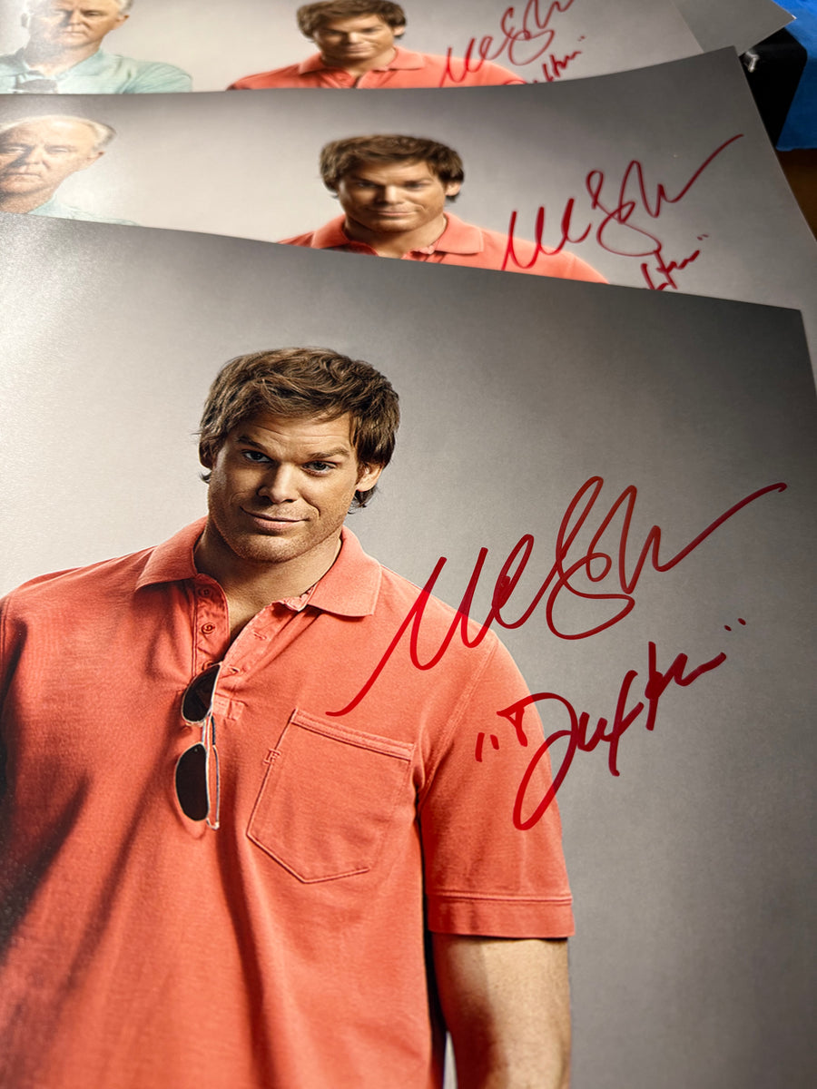 Dexter 16x20 dual signed Michael C. Hall & John Lithgow w/character na ...